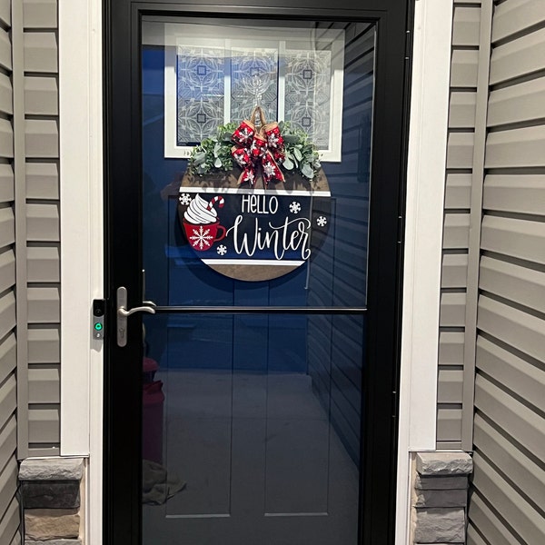 Winter Front Door Decor | Hello Winter | Snowflake | Winter Door Hanger ...