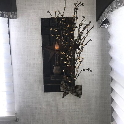 Primitive Wall Sconces With Coffee Bean Berries set - Etsy