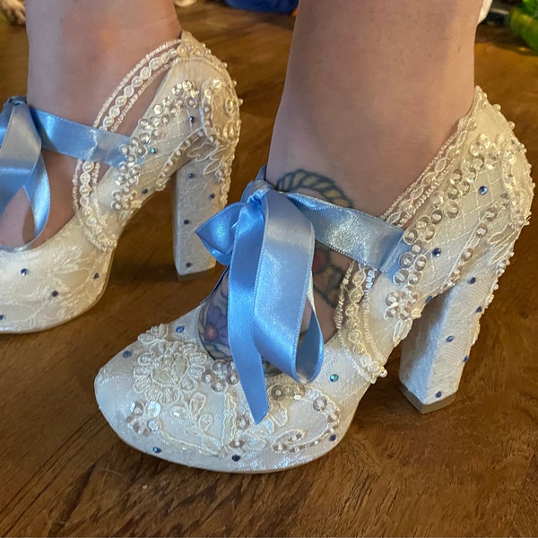 Something Blue Ivory Lace Wedding Shoes - Etsy