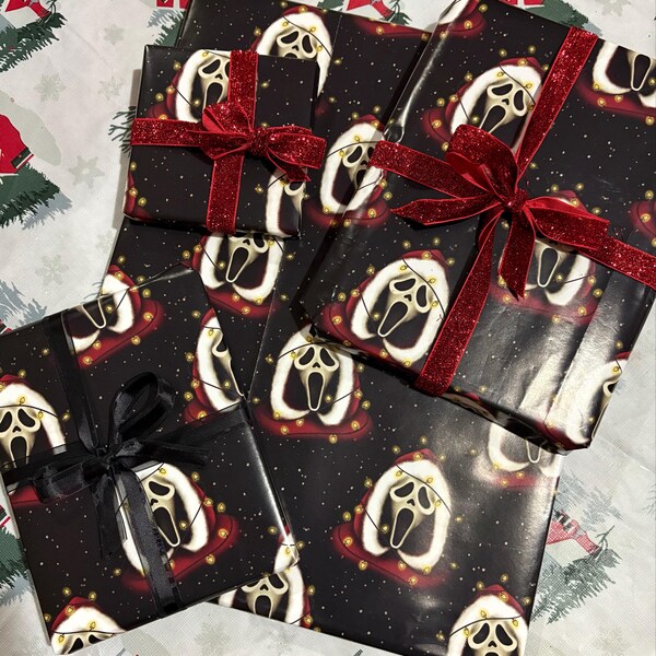 Blood Splatter Mask Grimwrap Horror Wrapping Paper, Friday 13th ...