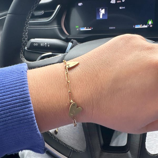 Gold Heart Charm Bracelet, Custom Initial Charm | Personalized Jewelry ...