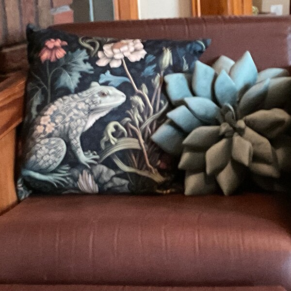 William Morris Frog in a Forest Pillow | Frog Pillow, Cottagecore ...