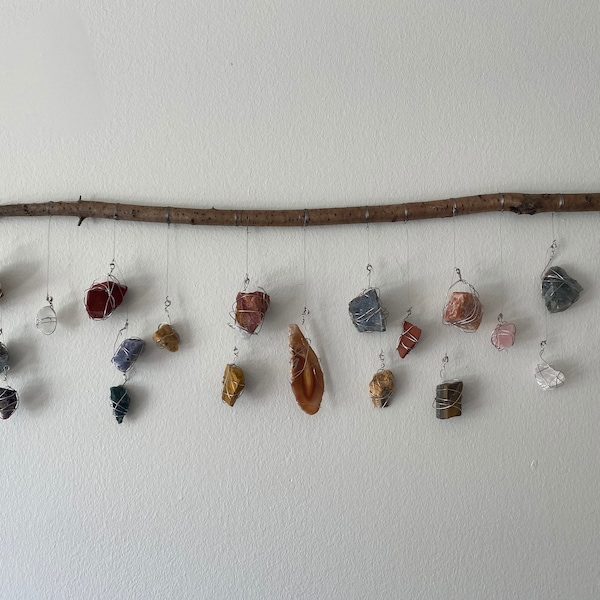 Purple and Blue Rock and Sea Glass Mobile, Hanging Rocks and Sea Glass ...
