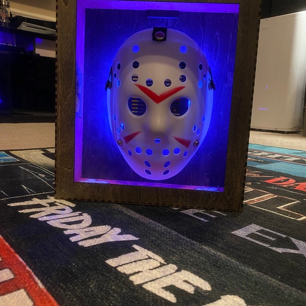 Full Size Hockey Mask Shadow Box Jason Friday the 13th REMOVABLE Mask ...