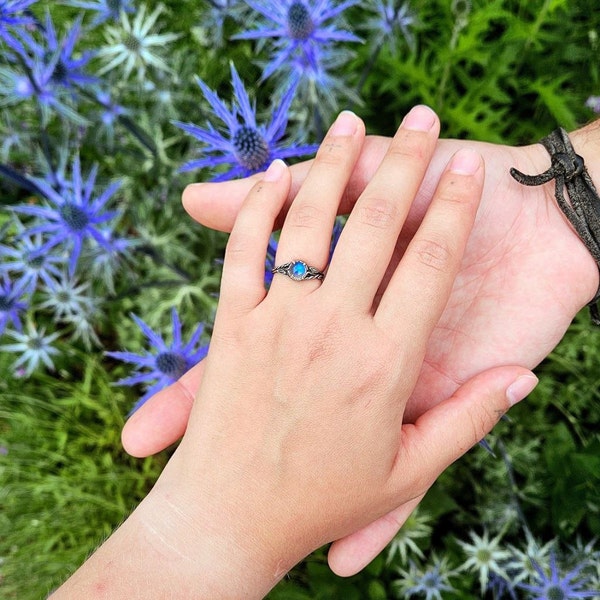 Labradorite Ring tika Sterling Silver Twig Engagement Ring, Leaf ...