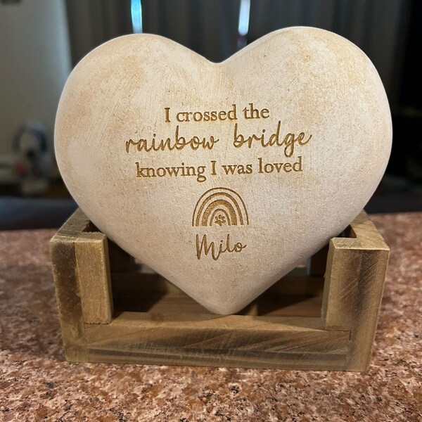 Crossed the Rainbow Bridge Memorial Plaque Pet Memorial Gift Rainbow ...