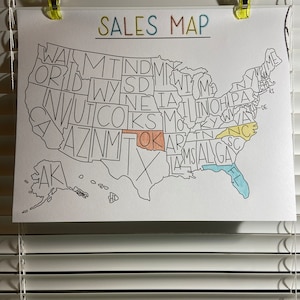 United States Sales Map Coloring Page to Color in Procreate, Printable ...