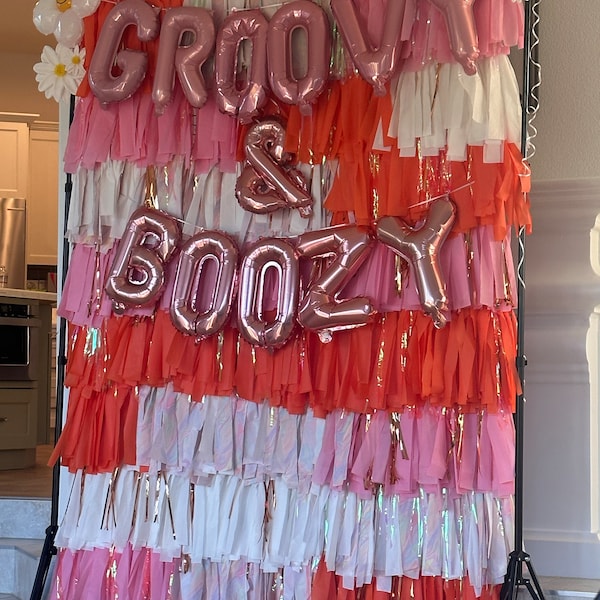 Groovy & Boozy Balloon Banner Dazed and Engaged Bachelorette Boozed and ...