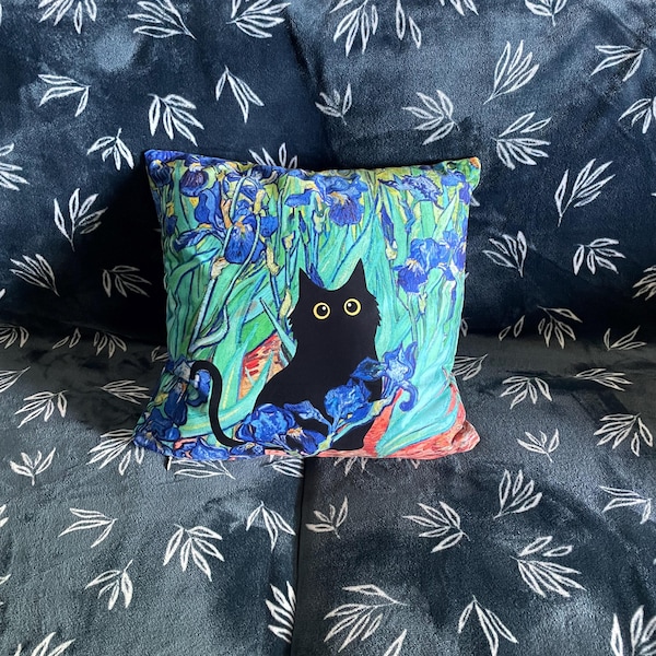 Monet Waterlily Cat Pillow Cover, Claude Monet Cat, Matisse Black Cat ...