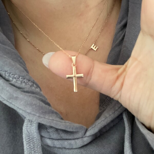Small Cross Necklace, Gold Small Christian Necklace, Dainty Cross ...