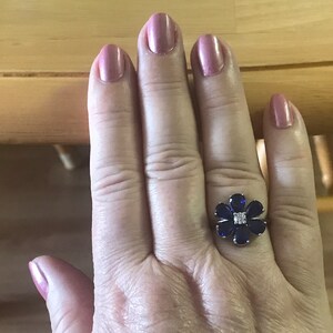 Blue Flower Eda Ring Magnolia Flower Silver Handmade Jewelry ...