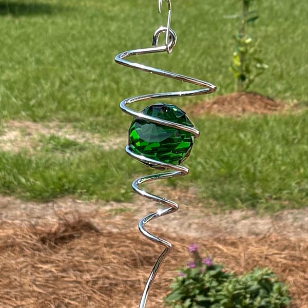 Kinetic Spiral Crystal Ball Wind Spinner, Crystal Glass Orb Pendant ...