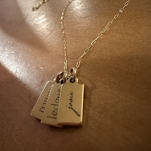Personalized Mini Tag Necklace • 14K Gold Filled Tag Necklace • Custom ...