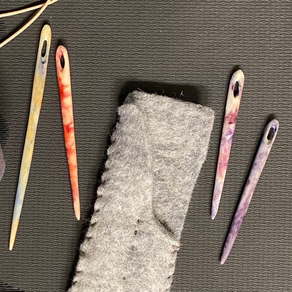 Bone Needle Dyed With Plants for Nalbinding. Archaic Style and Natural ...