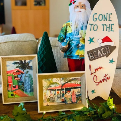 Beach Christmas Decor Gone to the Beach Love Santa Hand - Etsy Canada