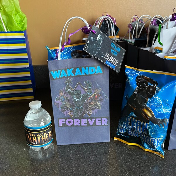 Black Panther Birthday Party Pack - Chip Bag - Candy Bar - Juice Label ...