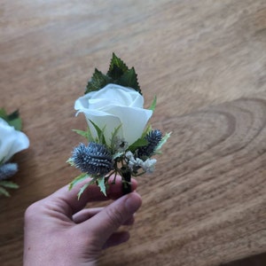 Scottish Purple Thistle Greenery Wedding Buttonhole Groom Best Man ...