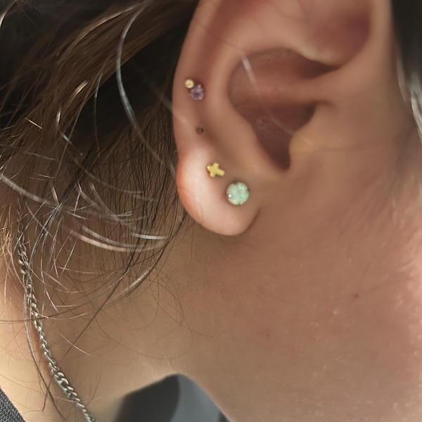 Titanium Sparkly Umber Cz Threadless Push Pin Labret, Coffee Cz Flat ...