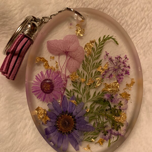 Keychain, Floral Keychain, Gift for Her, Pressed Flower Keychain ...