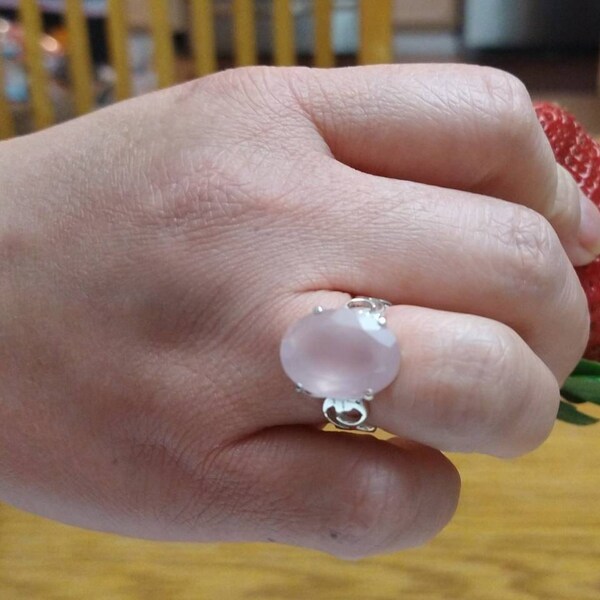 Rose Quartz Ring, Designer Statement Ring, Natural Gemstone, Unique ...