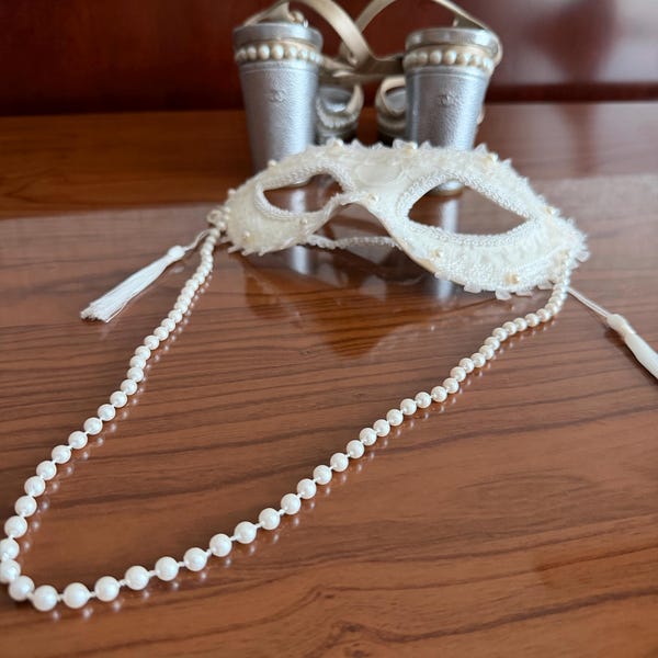 Pearl Mask,white Lace Mask,tassel Mask,masquerade Party Mask,beautiful ...