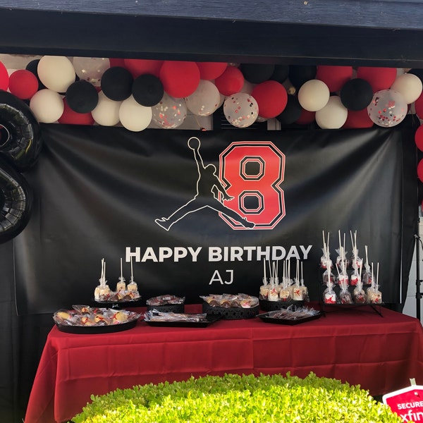 BASKETBALL Birthday Party Backdrop - Basketball Birthday Party ...