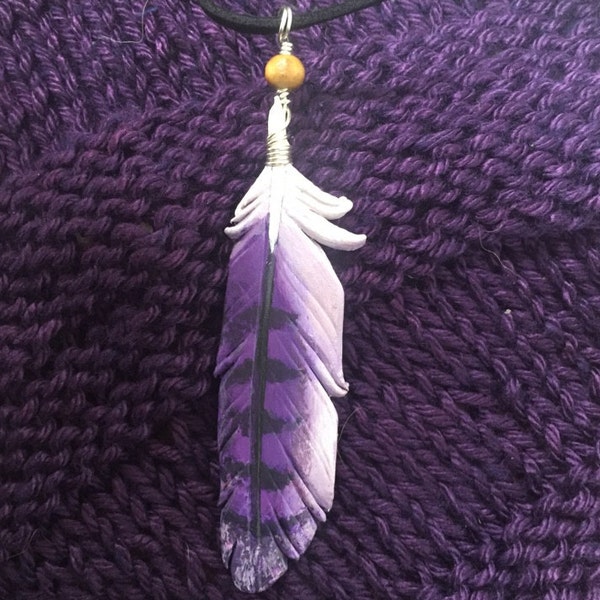 CUSTOM - 3-inch Leather Feather Pendant - Bird Feather Necklace - Etsy
