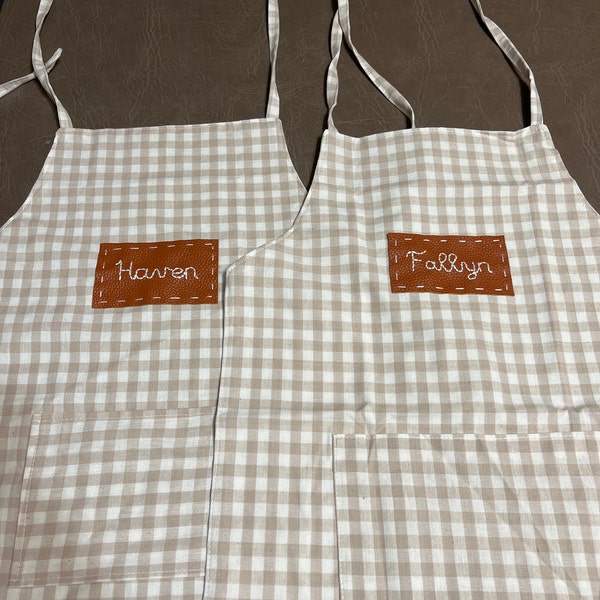 NEW COLORS! Personalized Hand-embroidered Name HANDMADE Apron for Kids ...