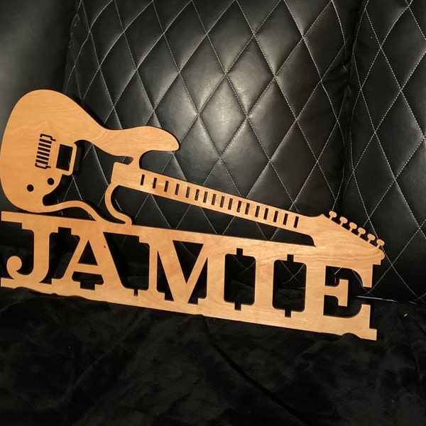 Guitar Name Sign, Nursery Decor, Personalized Wood Sign, Music Gift ...