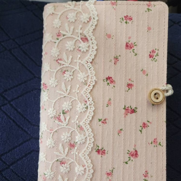 Pink Flower Lace Notebook Original Fabric Journal A5 A6 Handmade Floral ...