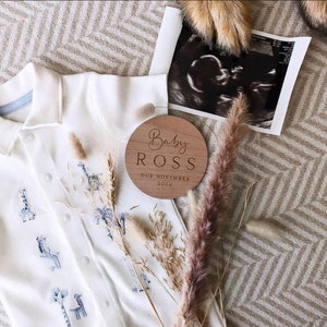 Personalised Pregnancy Announcement Sign Wooden Due Date Plaque L Baby ...