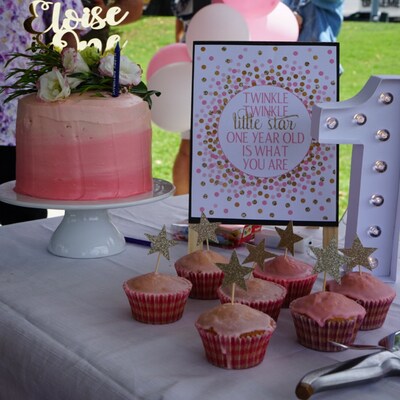 1st Birthday Party Sign First Birthday Party Decorations Pink and Gold ...