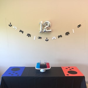 Retro Video Game Birthday Theme Banner, Gamer Party Garland Decor ...