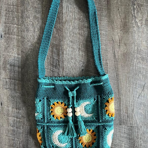 PDF PATTERN PACK - Crochet Sun & Moon Drawstring Backpack and Crossbody ...