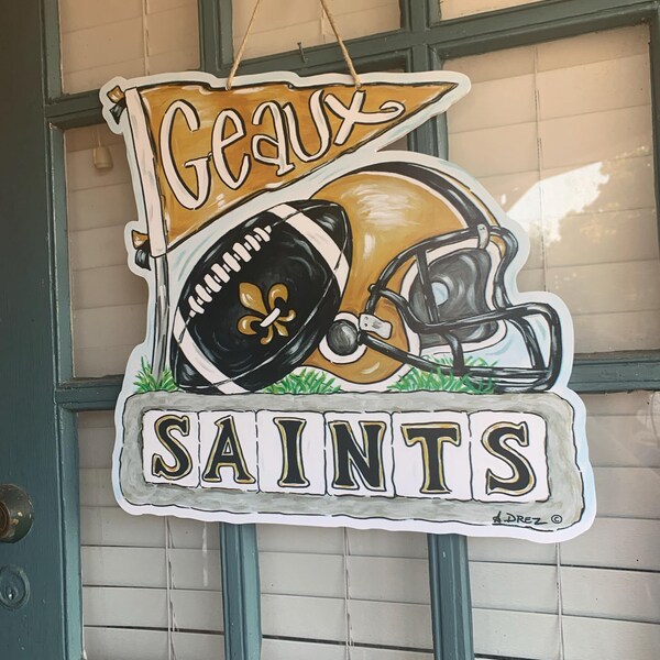 Saints Football Door Hanger, Louisiana NOLA Decor - Etsy