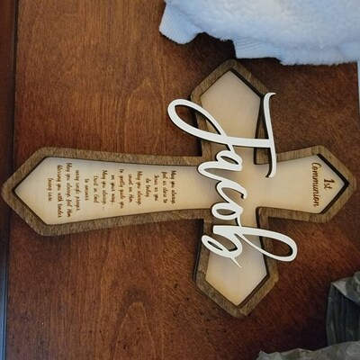 First Holy Communion Personalized Wooden Cross Prayer Baptism Cross ...