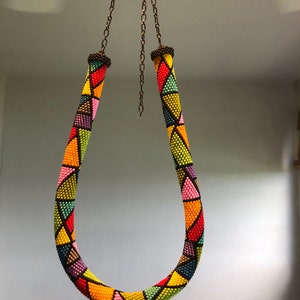 Green Serpent Bead Crochet Necklace Kit Statement Jewelry Python ...