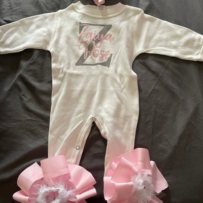 Baby Girl Outfit, Coming Home Outfit, Custom, Handmade, Personalized Newborn, Babyshower Gift ...