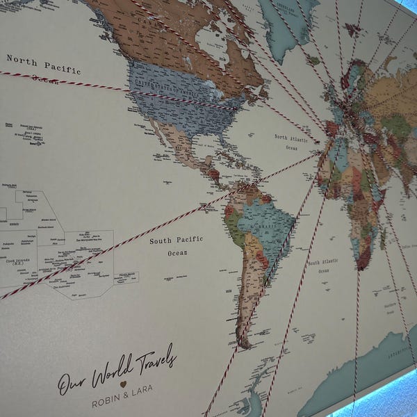 Places You've Been World Map, Large Detailed Push Pin Travel Map ...