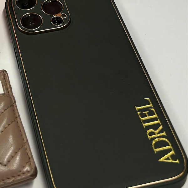 Custom Embossed Phone Case - Personalized Leather Case for iPhone 16 ...
