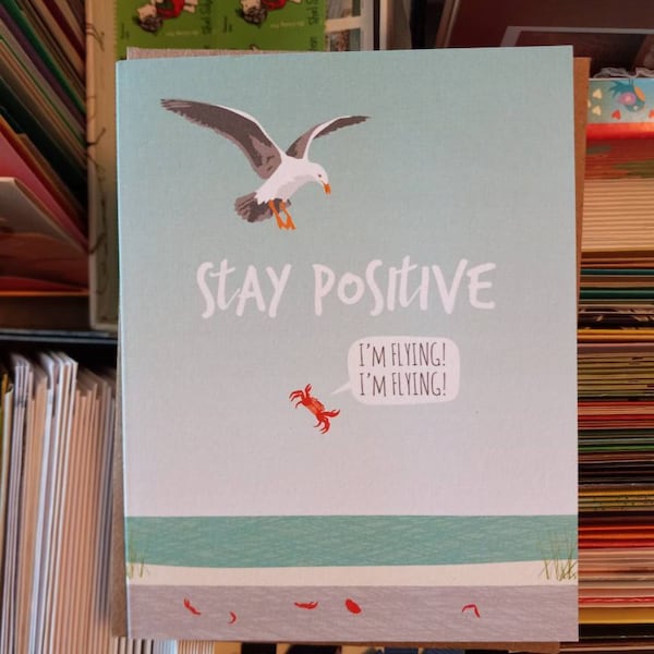 Stay Positive Card / Funny Thinking of You Card / Flying Crab - Etsy