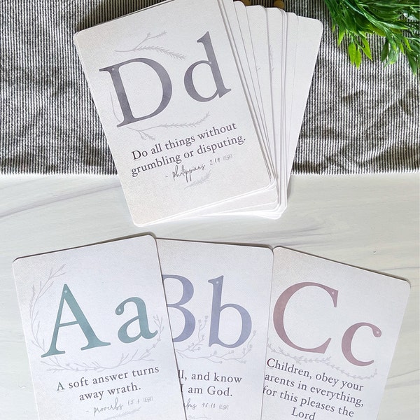ABC Scripture Memorization Cards, Abc Bible Flash Cards, Abc Bible ...