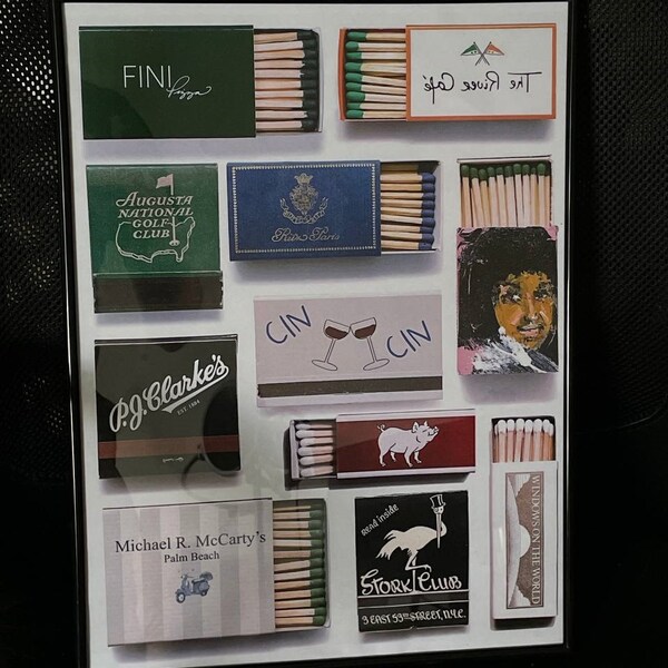 VINTAGE MATCHBOX PRINT, Trendy Matches Poster, Retro Matchbook Wall Art ...