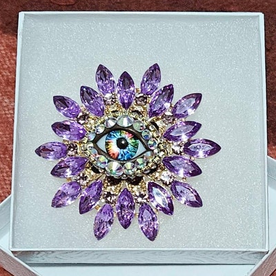 HUGE Epic Golden Topaz Eyeball Art Brooch or Pendant With Loop With a ...