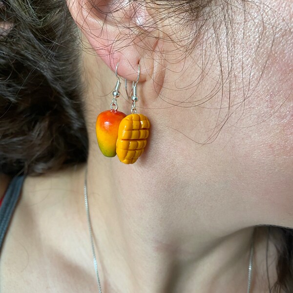 Handmade Polymer Clay Mango Earrings: Hypoallergenic Hooks - Etsy
