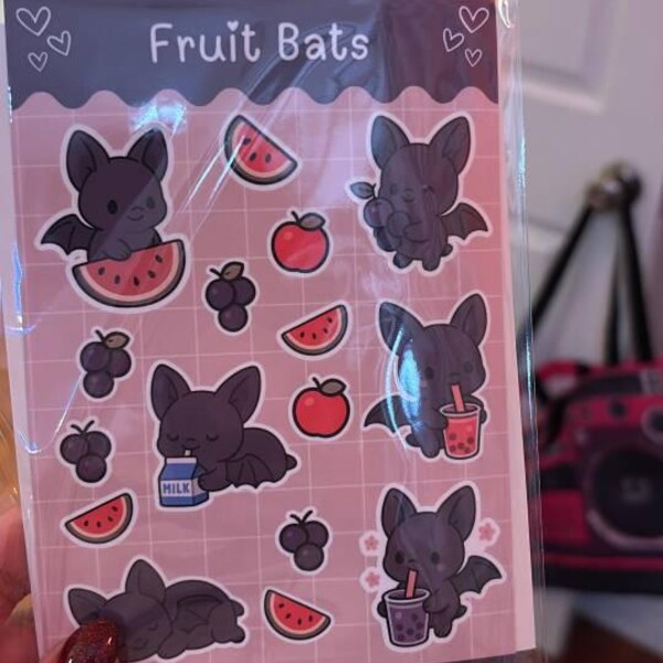 Kawaii Fruit Bats Sticker Sheet – Laminated Journaling Stickers - Etsy