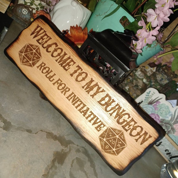 Personalized Rustic Dnd Wood Sign - Dungeons and Dragons - Roll for ...
