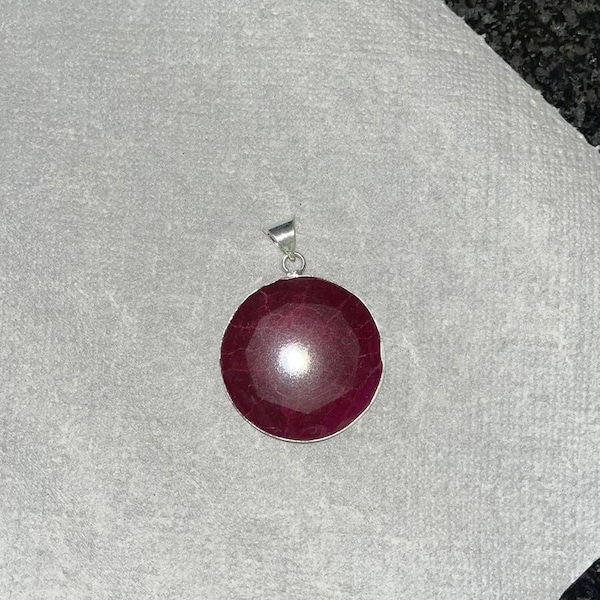 Kashmir Red Ruby Pendant 925 Sterling Silver Pendant Kashmir Red Ruby Gemstone Pendant Handmade ...