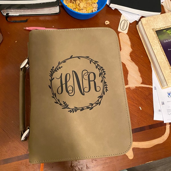 Personalized Leatherette Bible Case: Engraved Book Cover With Handle - Etsy