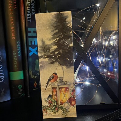 Christmas Lantern Bookmark, Cozy Winter Landscape Bookmarks Set, Winter ...
